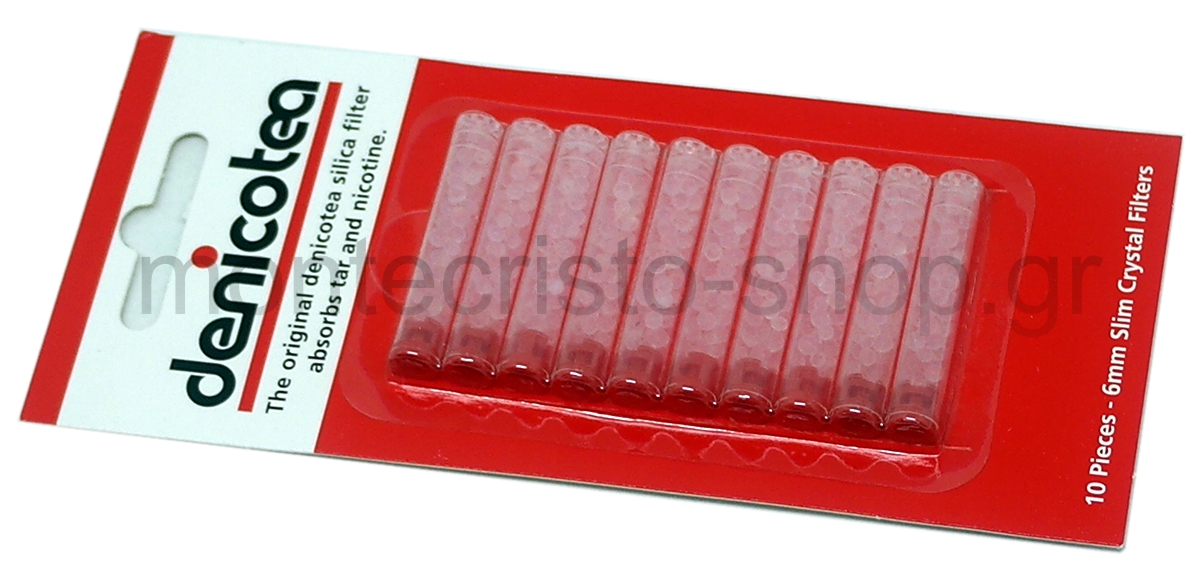 Ανταλλακτικά φίλτρα τσιγάρου DENICOTEA Slim Crystal Filters 6mm με 10 ...